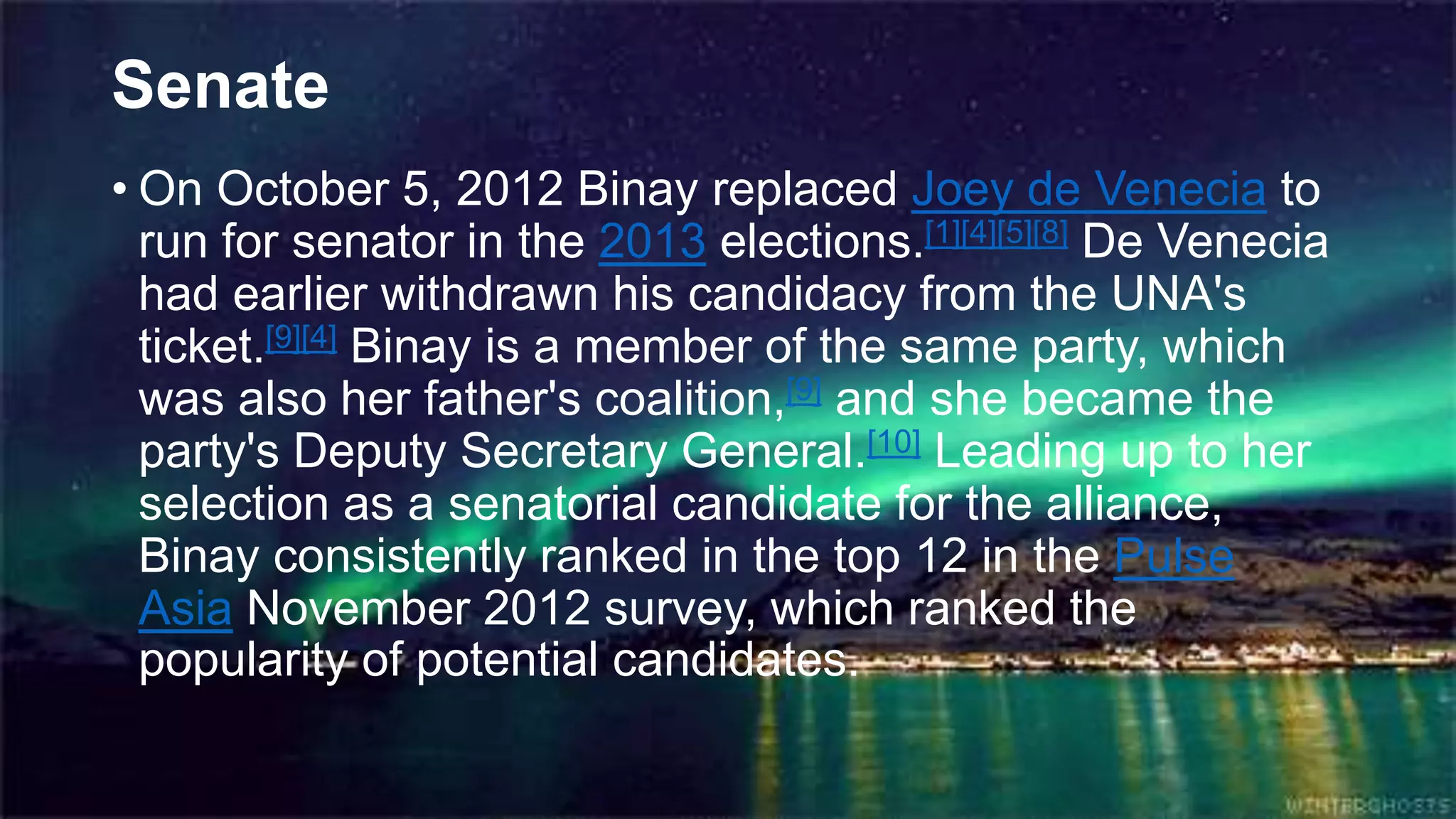 SENATOR Nancy Binay.pptx | Civic affairs | Politics