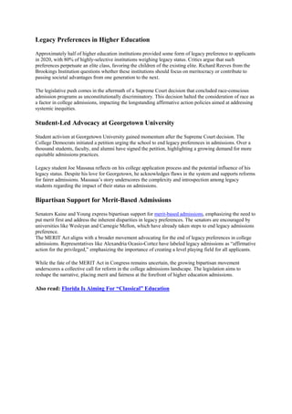 Senators Introduce MERIT Act to End Legacy Preferences in College ...