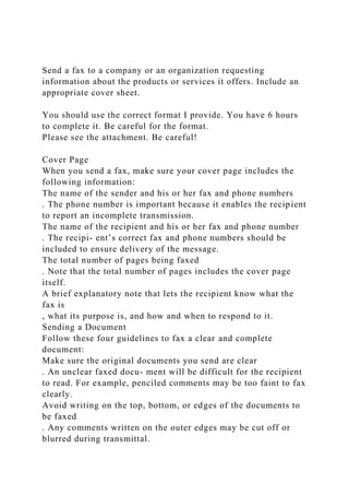 Send a fax to a company or an organization requesting information .docx