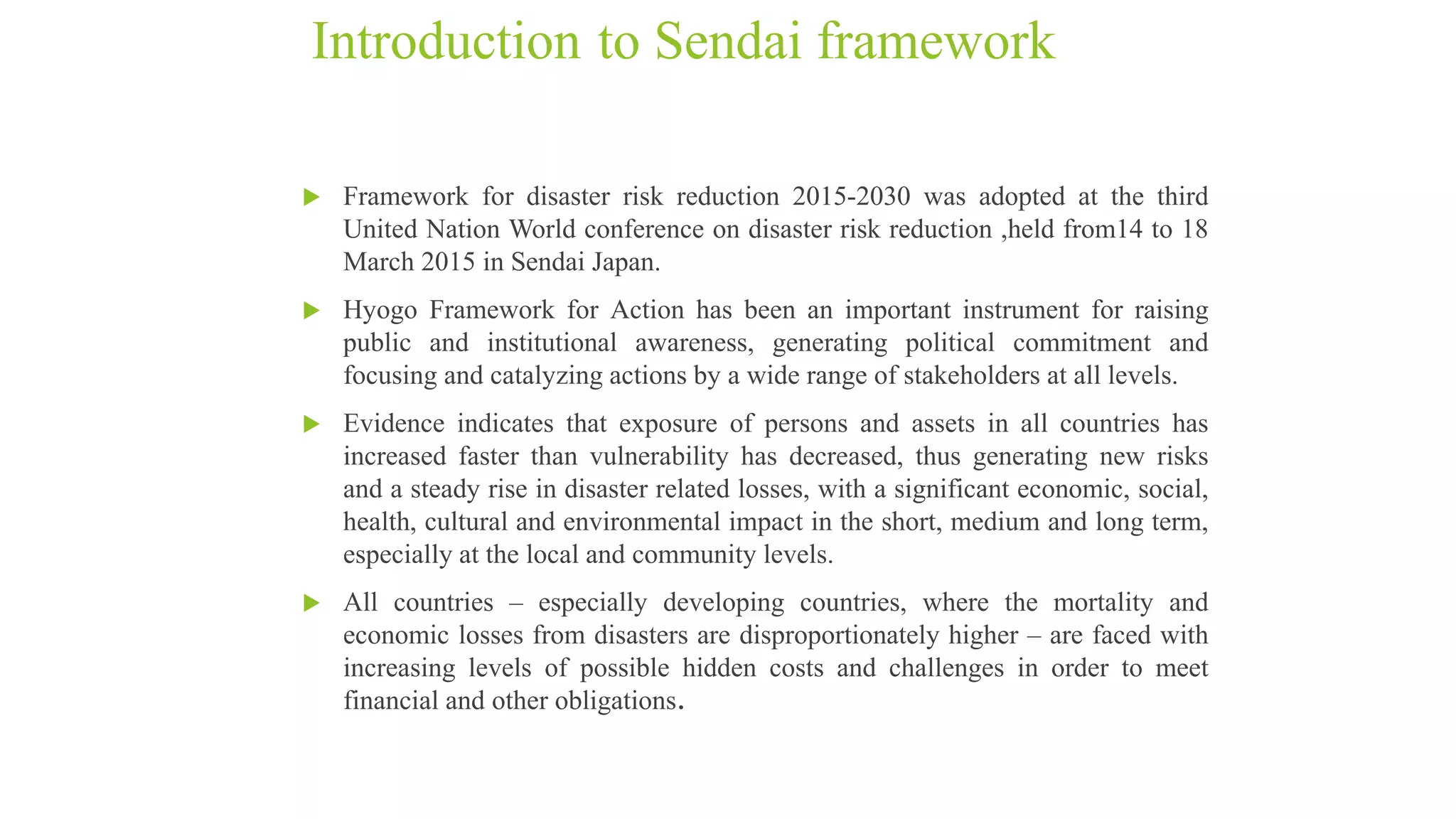 Sendai framework 2015 2030 | PPTX
