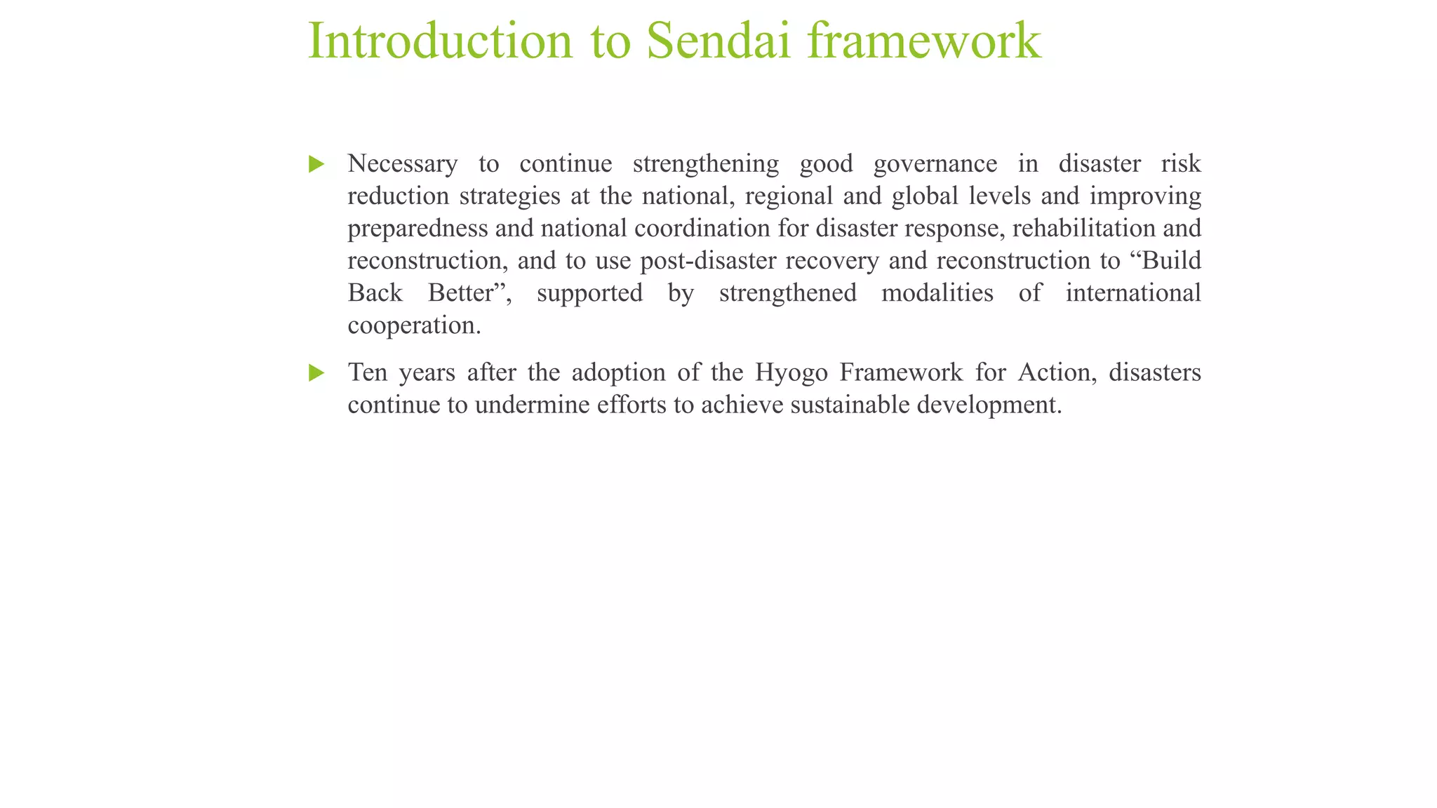 Sendai framework 2015 2030 | PPTX