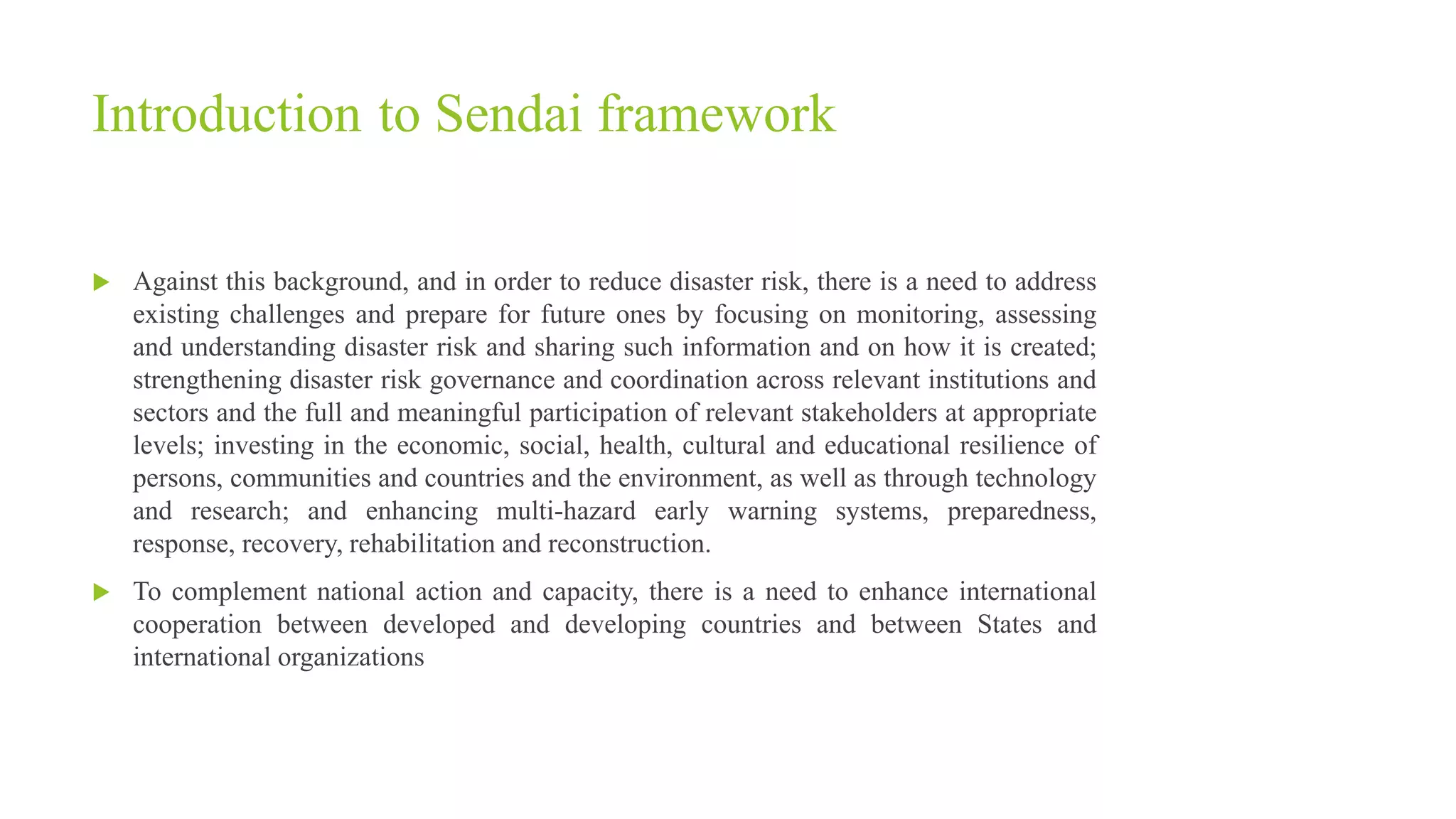 Sendai framework 2015 2030 | PPTX