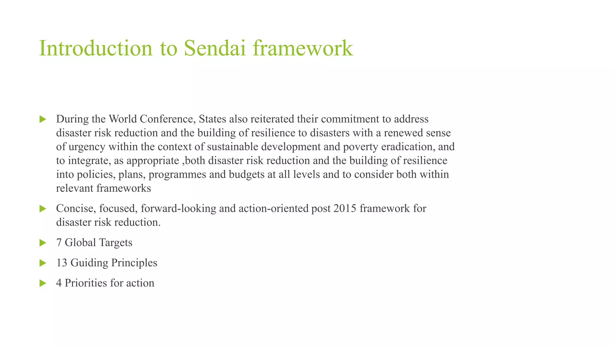 Sendai framework 2015 2030 | PPTX