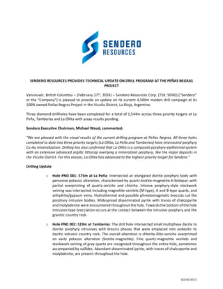 Comunicado de Sendero Resources por Peñas Negras | PDF