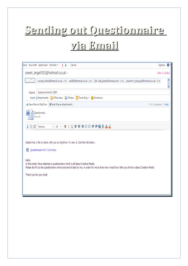 Sending out Questionnaire via Email | ODT