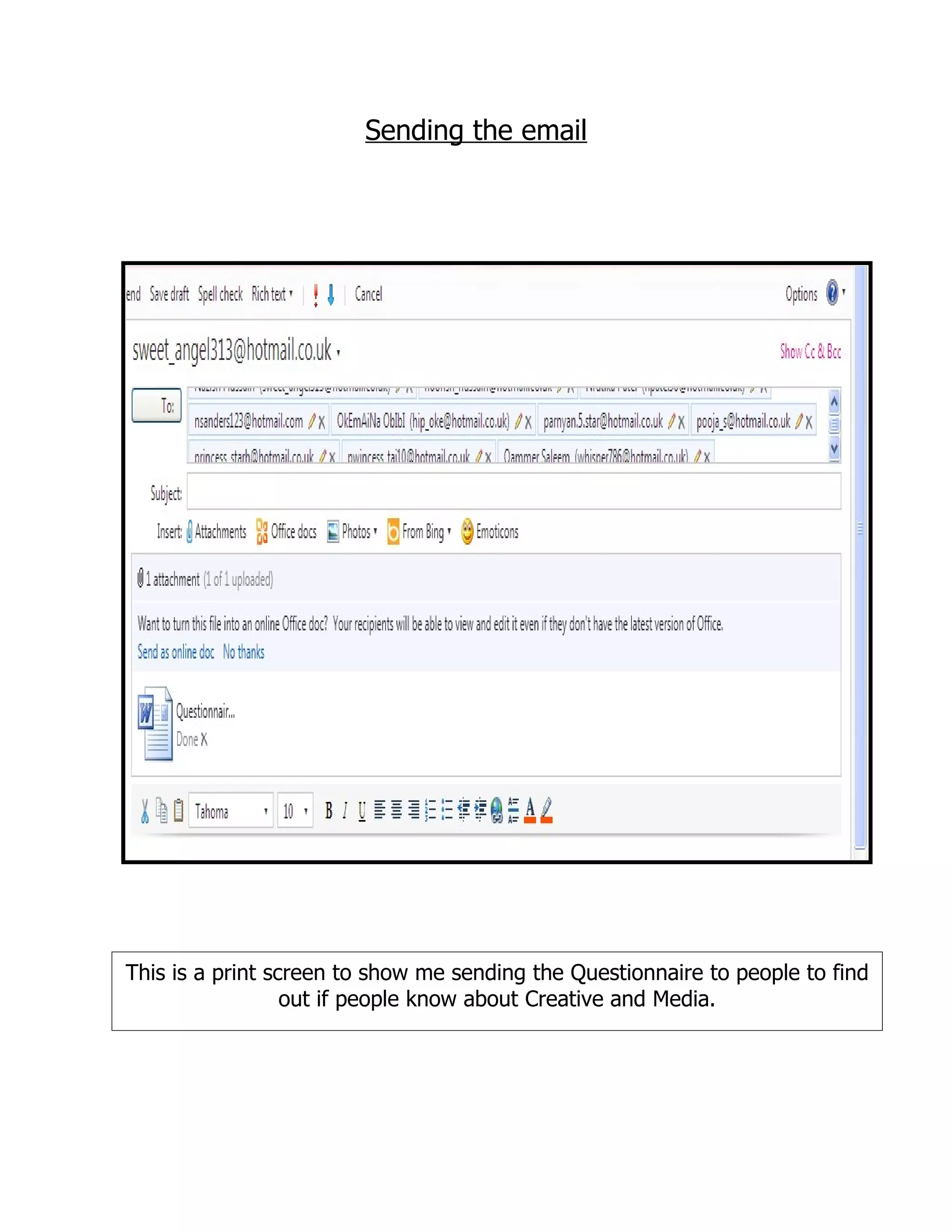 Sending the email | DOC | Email | Internet