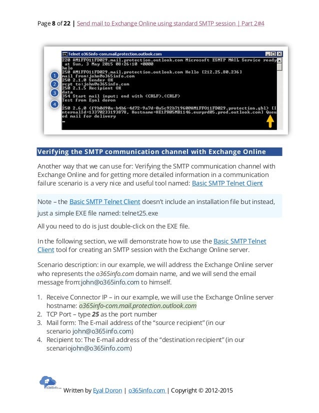 Send mail to exchange online using standard smtp session part 2#4