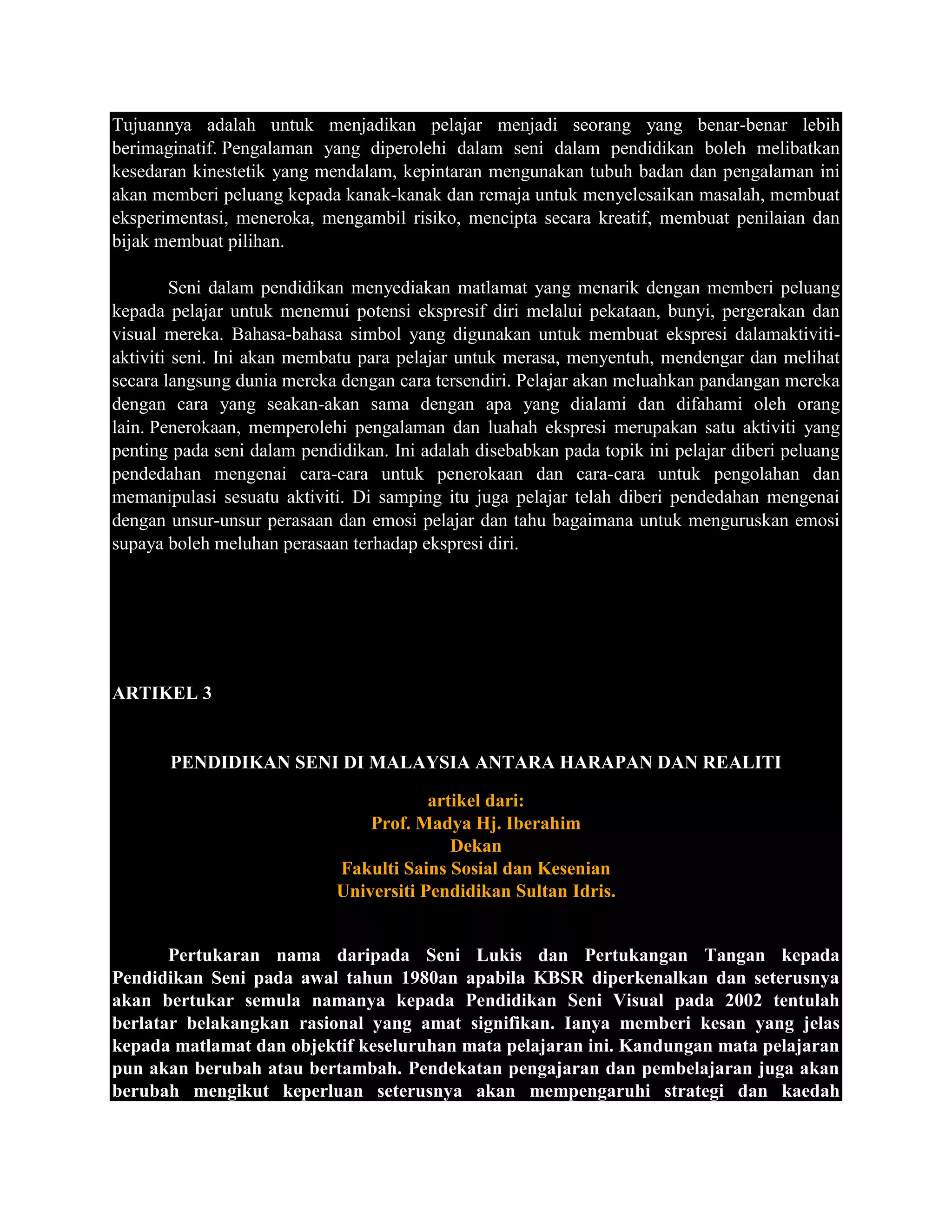 Seni dalam pendidikan | DOCX