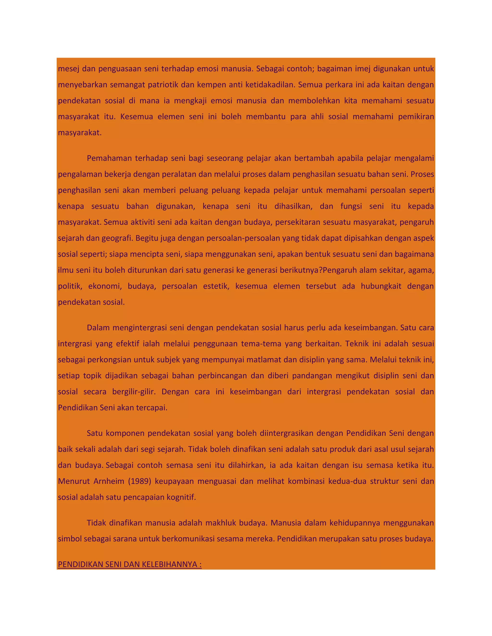 Seni dalam pendidikan | DOCX