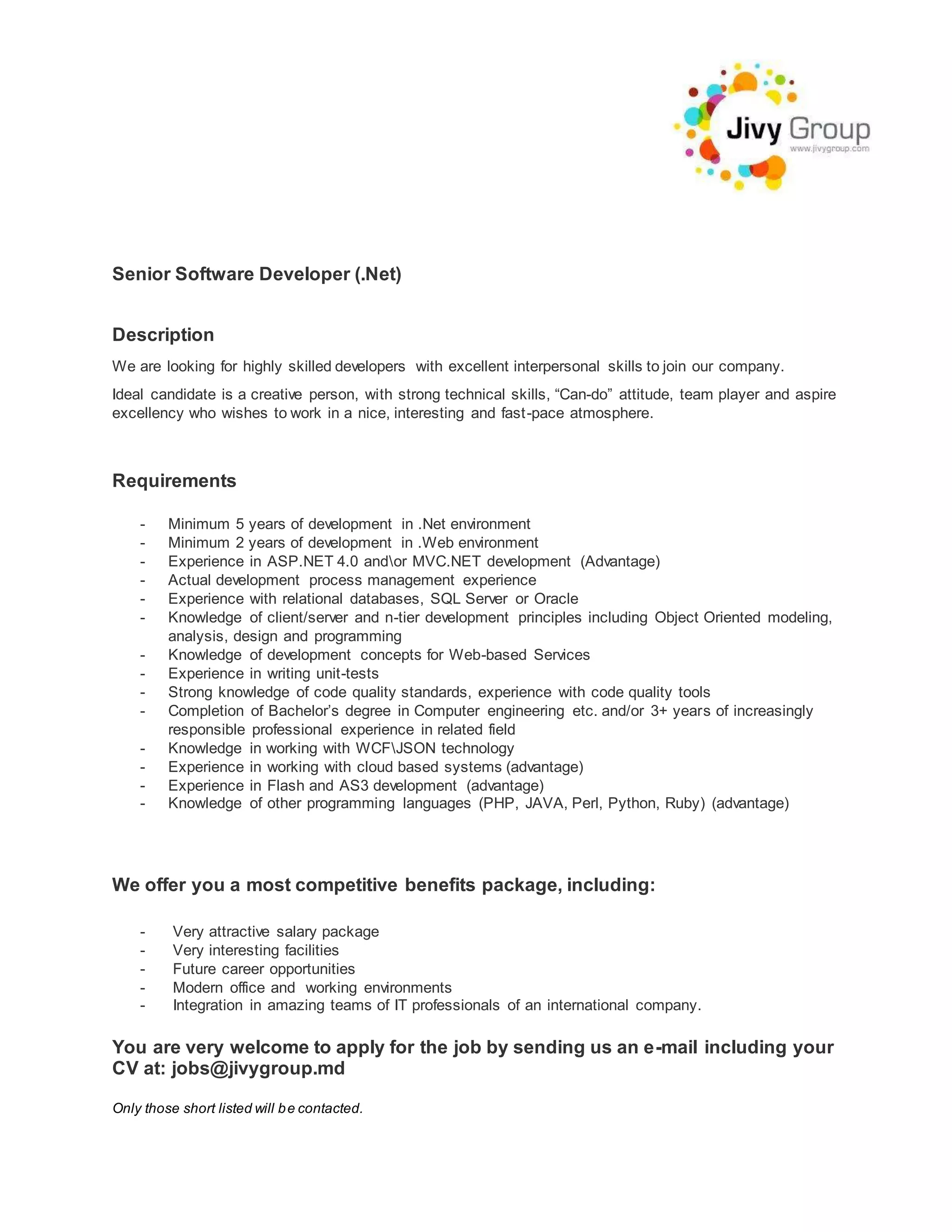 Senior .Net developer | DOCX