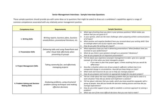Senior management-interviews-sample-interview-questions | PPT