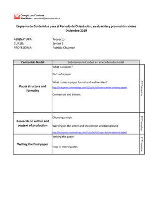 Senior 5 proyecto- esquema de contenidos nodales - dic 2019 | PDF