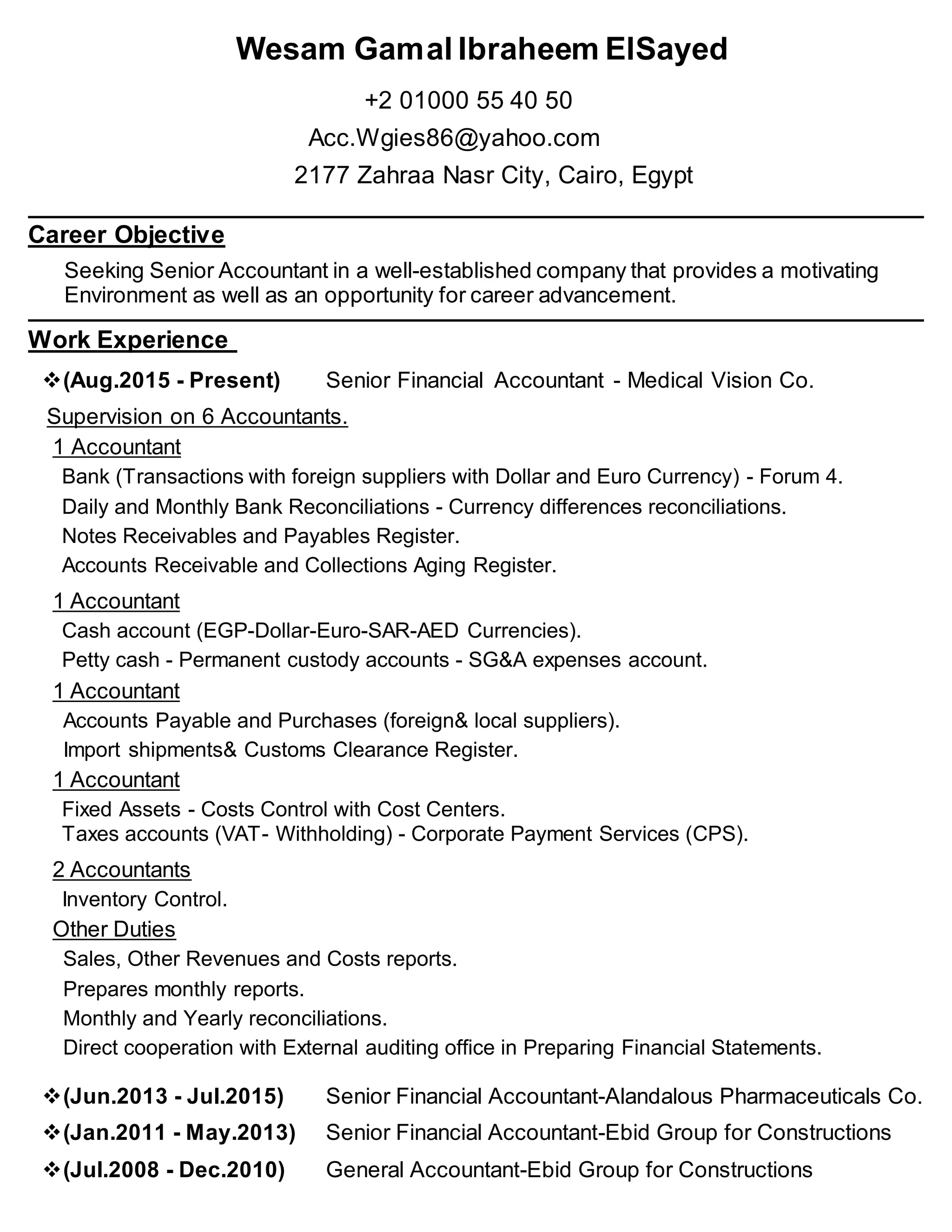 Senior accountant Wesam Saleh | DOCX