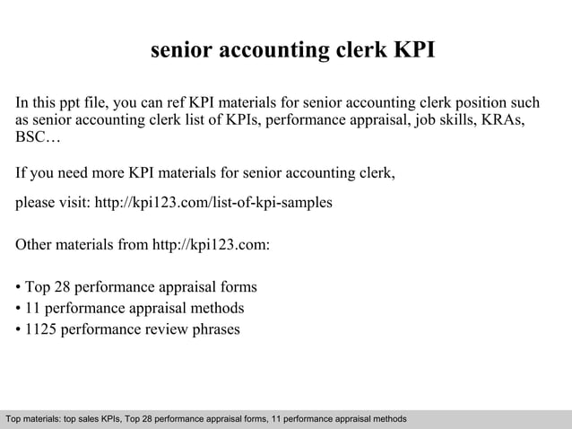Senior accounting clerk kpi | PPT