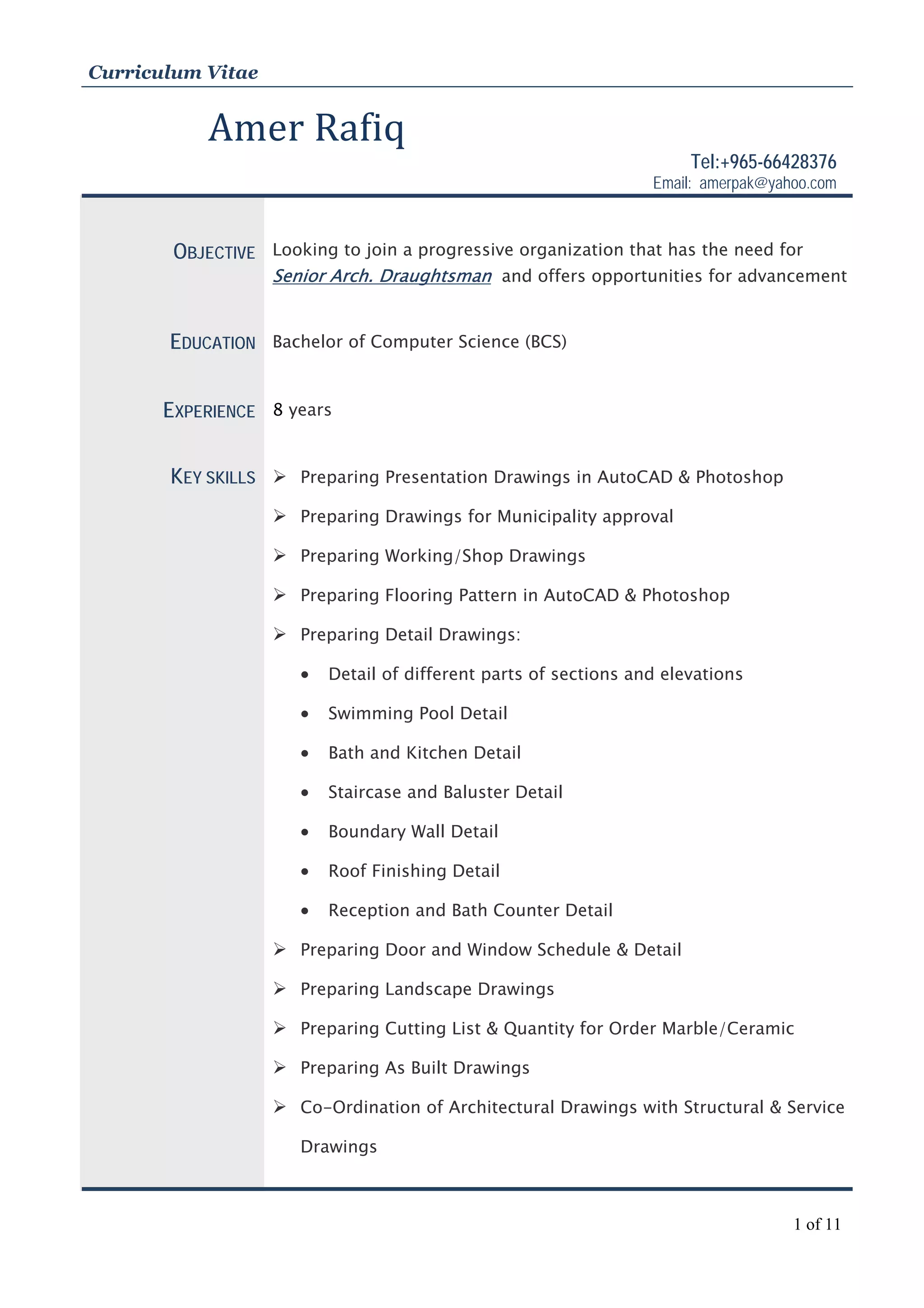 Senior Architecture Draughtsman Auto Cad Draftsman Shopdrawing Cv Good ...