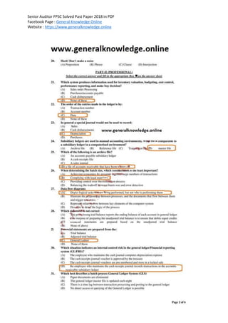 Senior auditor fpsc solved past paper | PDF
