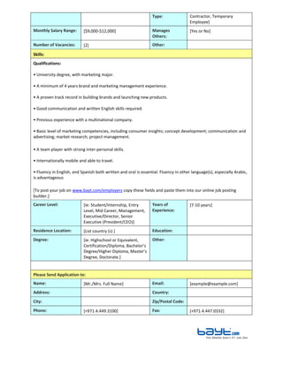 Senior Brand Manager Job Description by Bayt.com