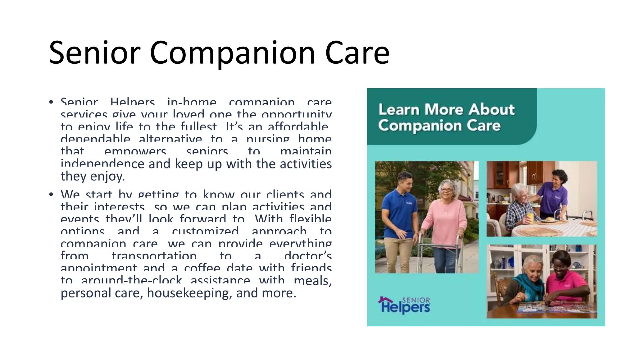 Senior Helpers in-home companion care services | PPTX