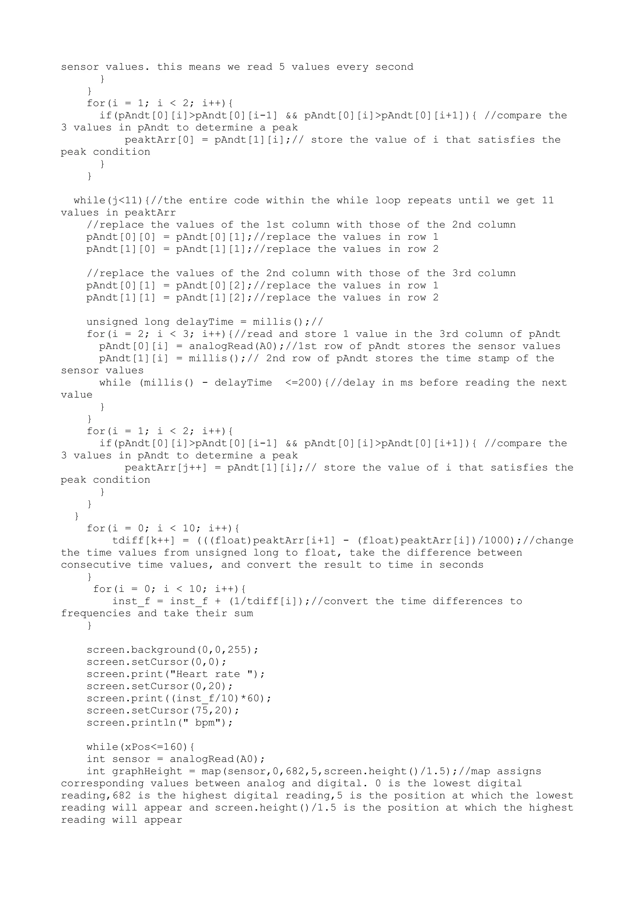 Senior design project code for PPG | TXT