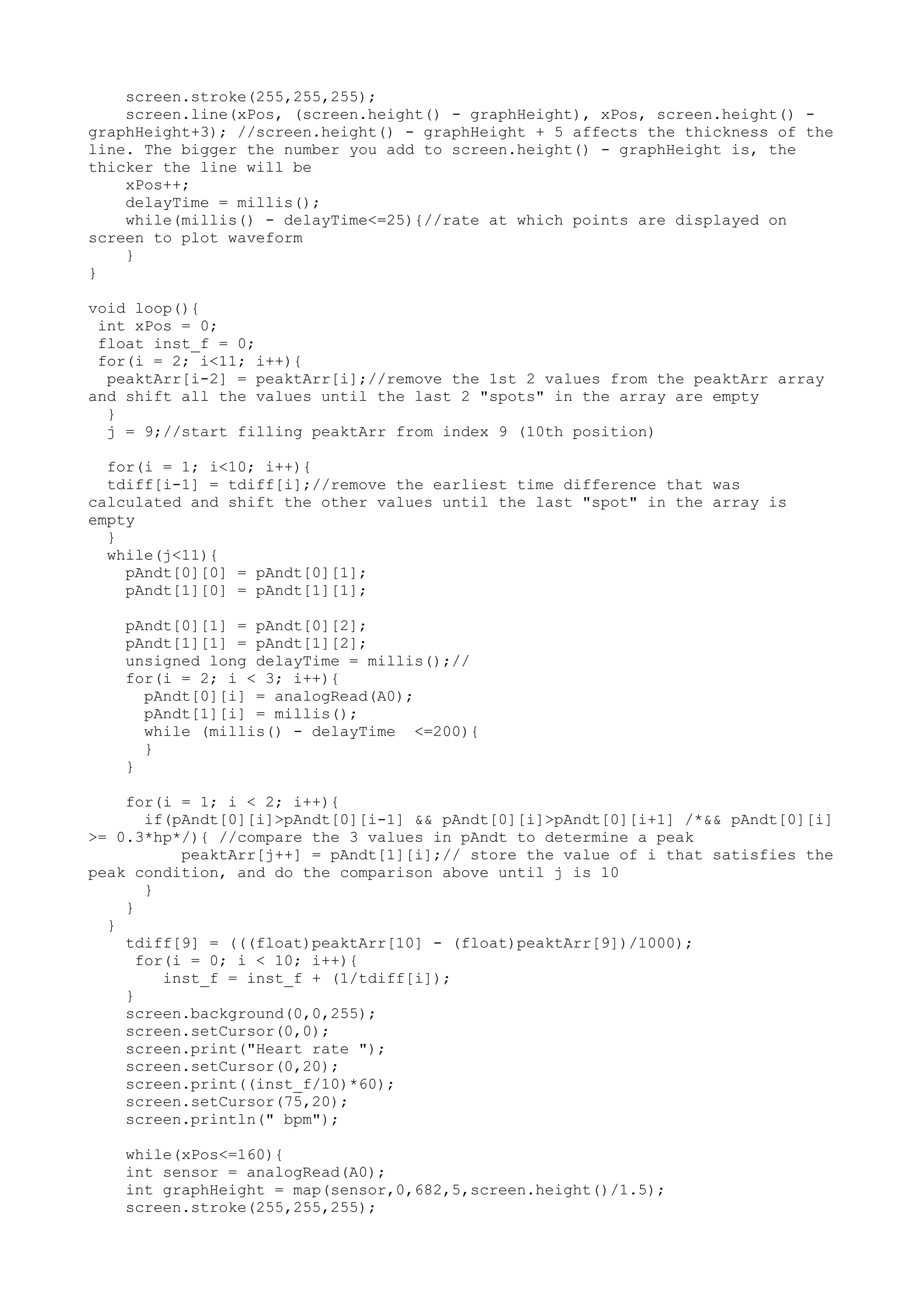Senior design project code for PPG | TXT