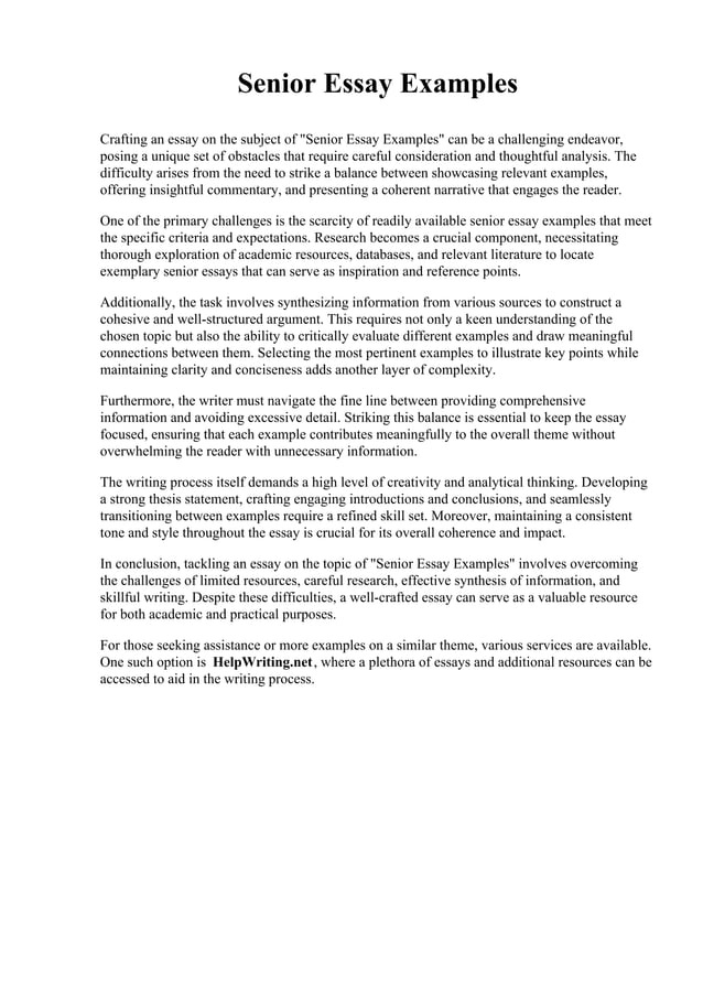 Senior Essay Examples.pdf | Homework and Study | Education