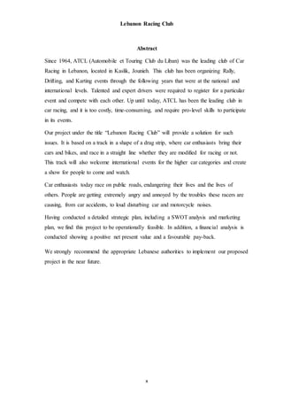 Lebanon Racing Club - Business Management Senior Project | PDF