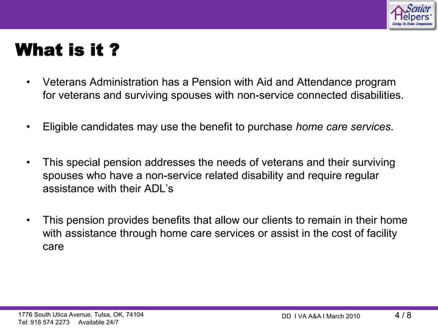 VA Aide and Attendance, Homebound Benefit | PPTX
