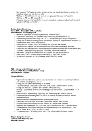 Senior network security engineer | DOC | Computer Networking | Computing