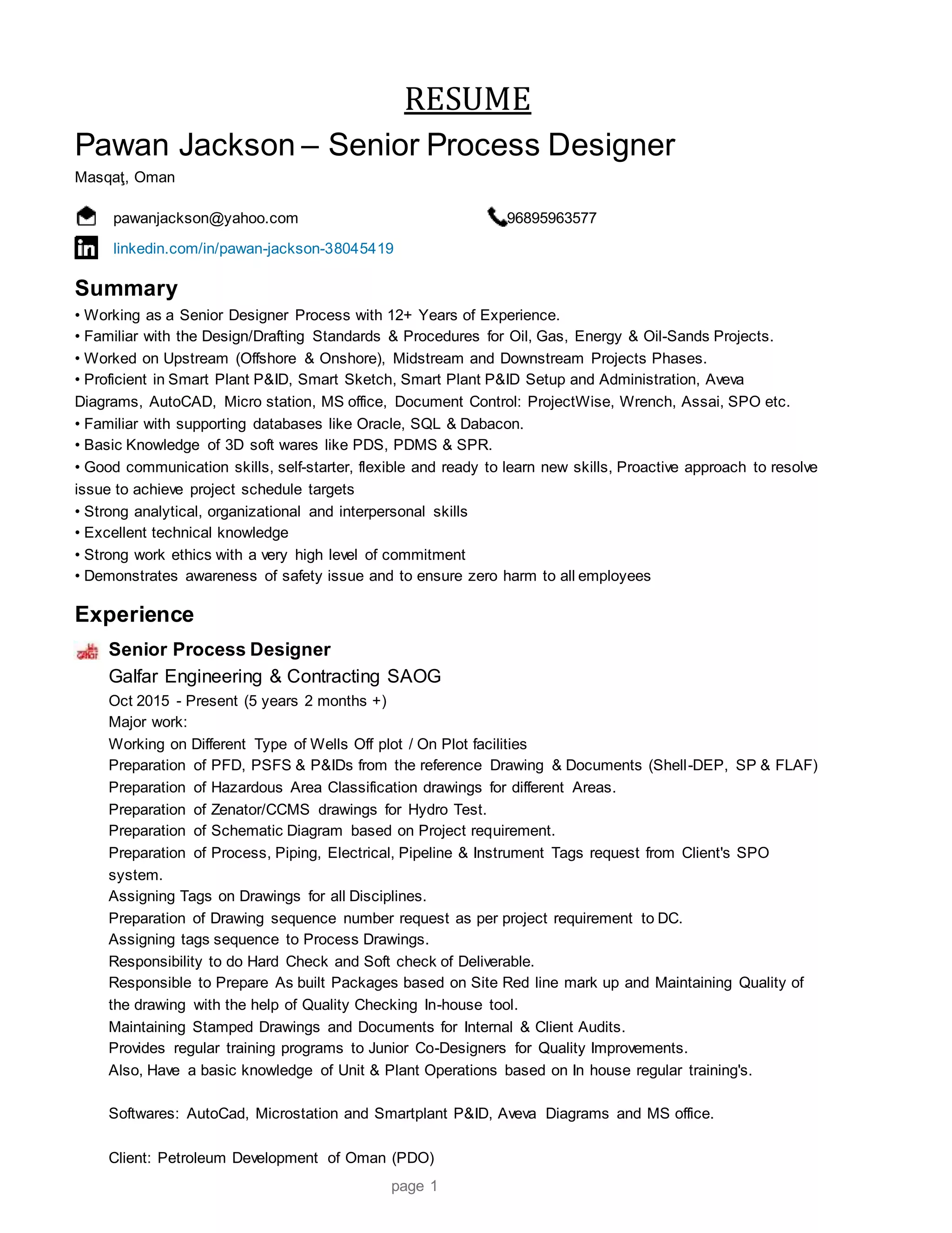 Senior Process Designer | DOCX | Desktop Publishing | Computer Software ...