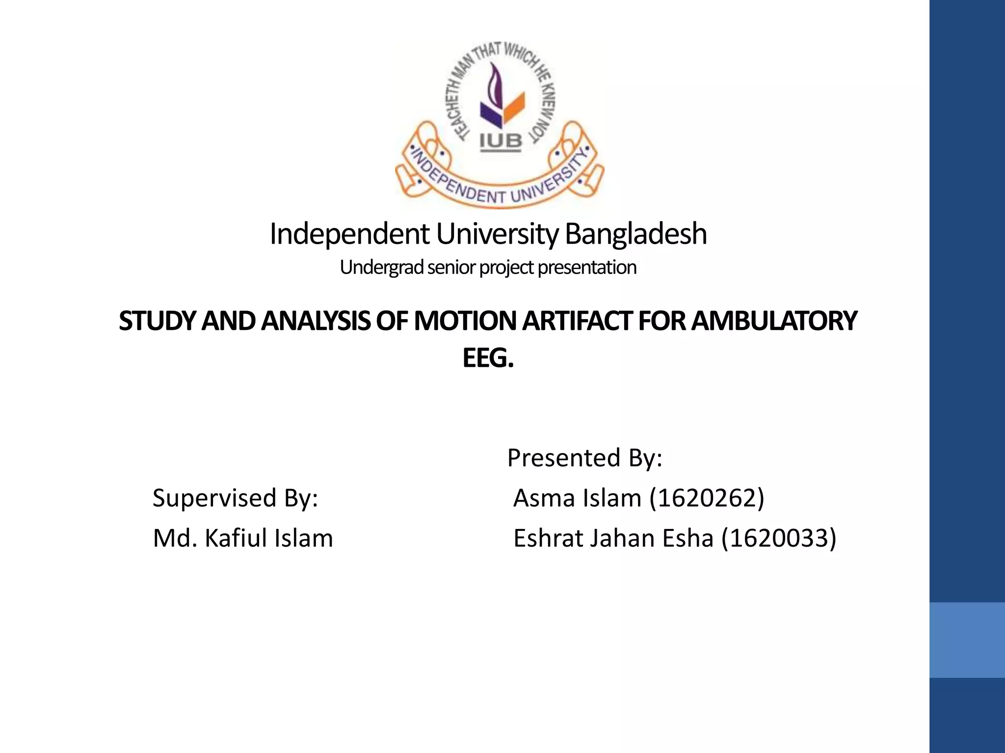 Motion Artifact in Ambulatory EEG | PPTX