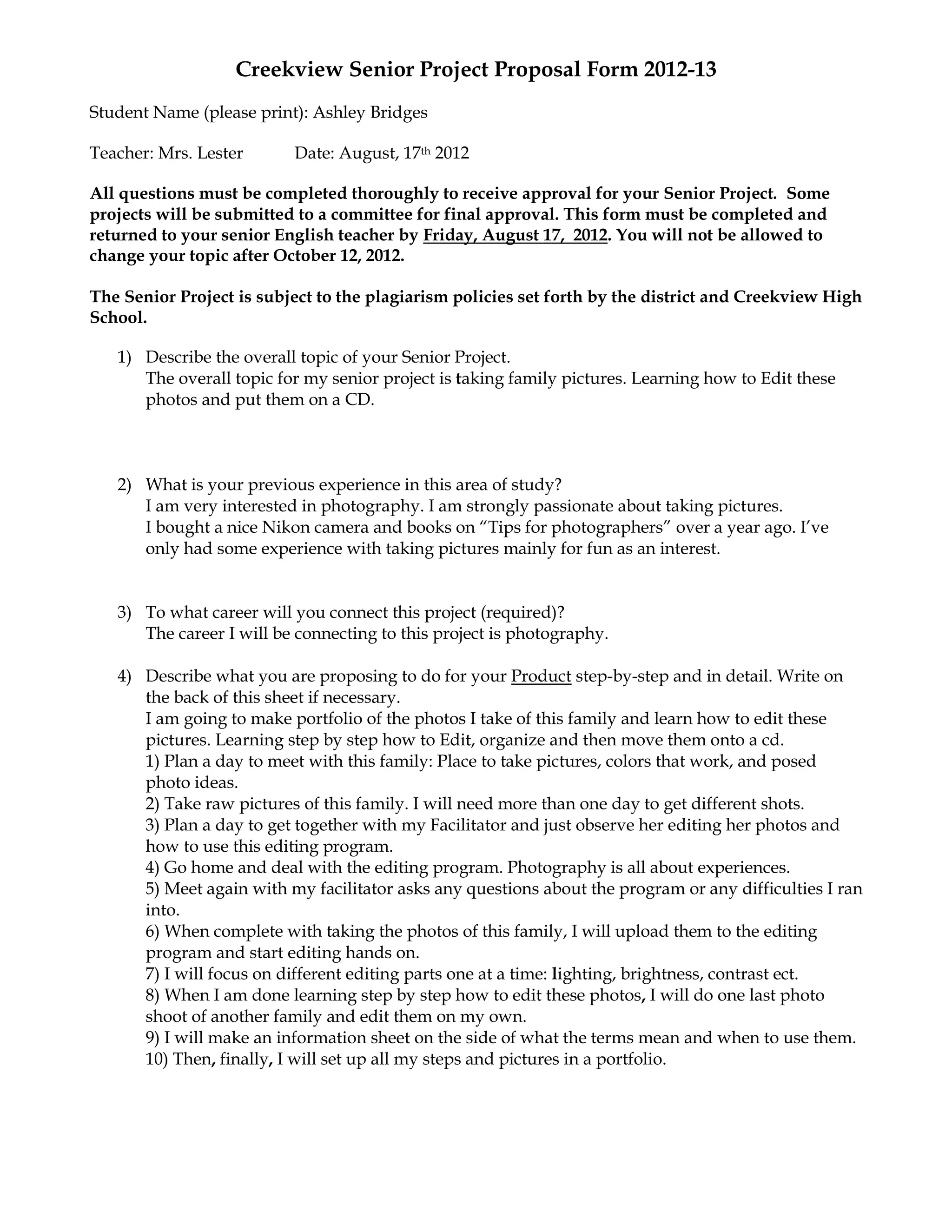 Senior project proposal | PDF