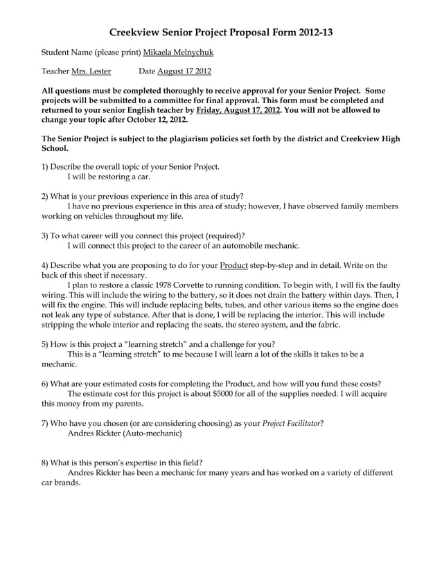 Senior project proposal edited | PDF