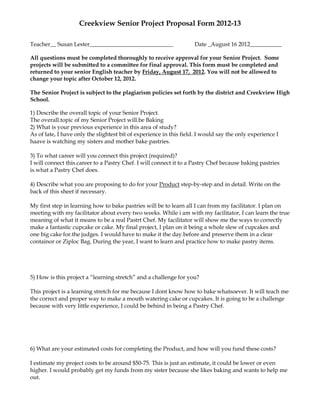 Senior project proposal form | PDF