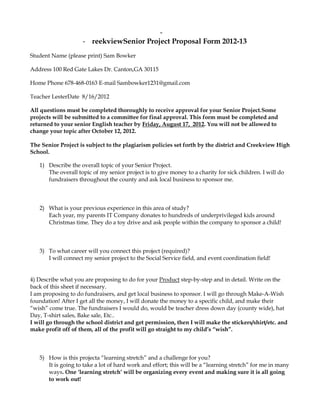 Senior project proposal form 2012 13 | PDF