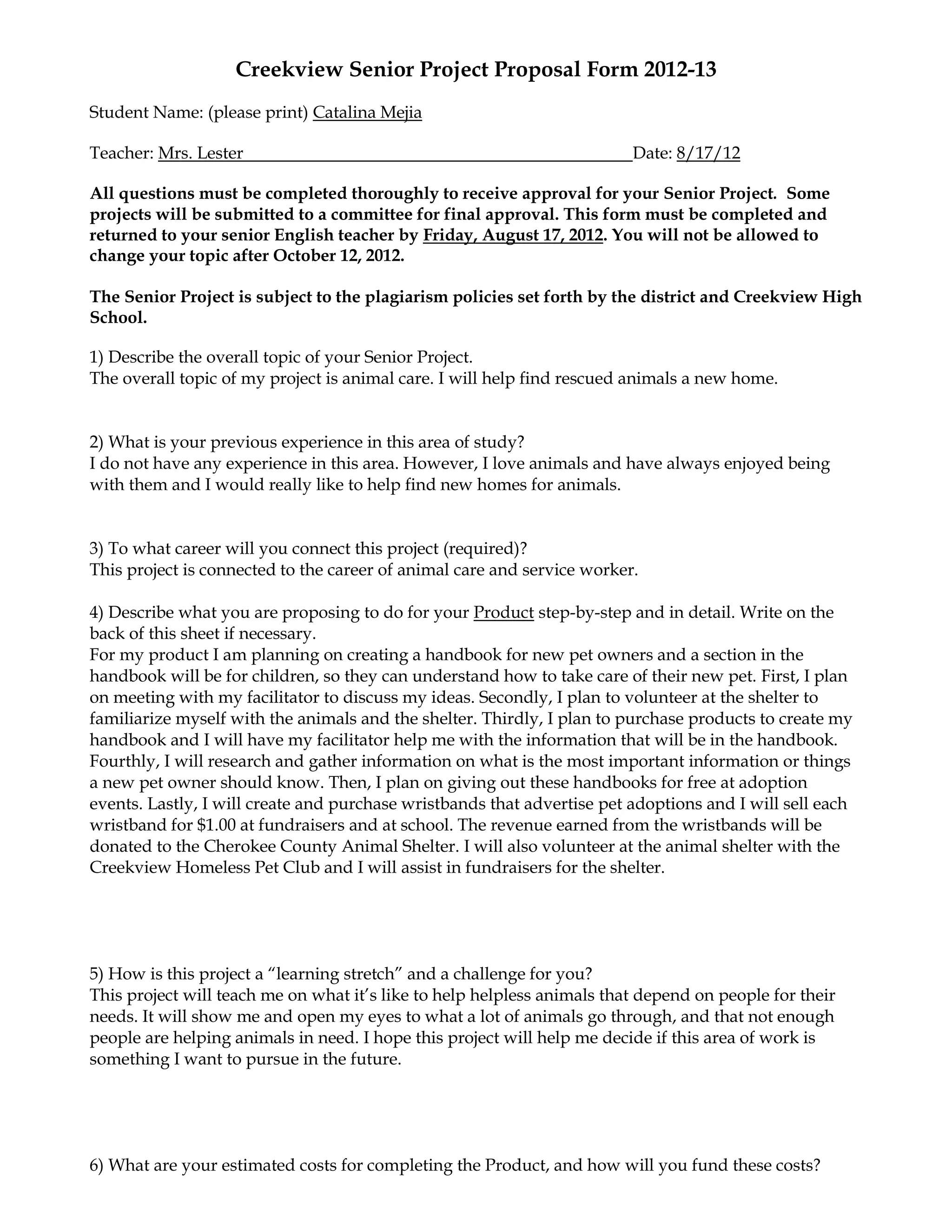 Senior Project Proposal | PDF