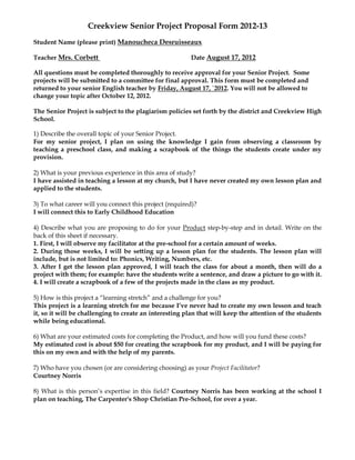 Senior Project Proposal Form | PDF