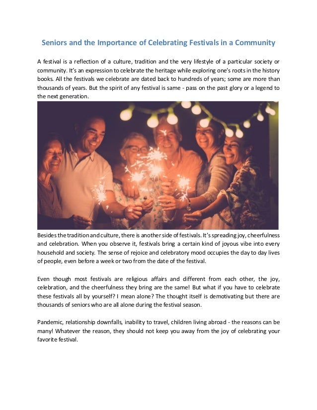 Seniors and the Importance of Celebrating Festivals in a Community | PDF