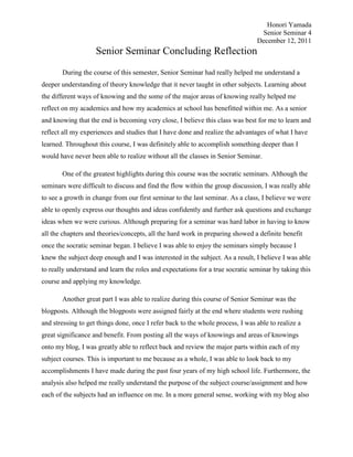 Senior Seminar Reflection | DOCX