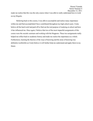 Senior Seminar Reflection | DOCX