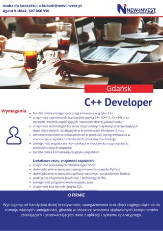 Senior Software C++ Developer Gdańsk | PDF
