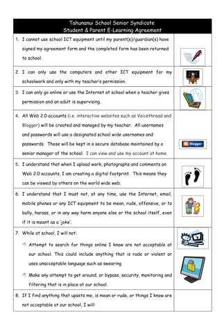 Senior student e learning agreements for home | DOC