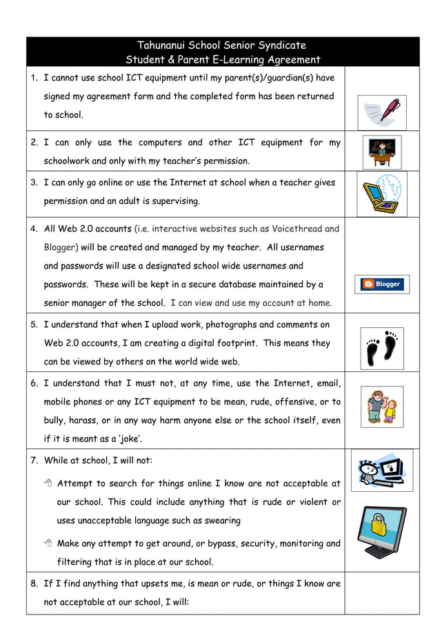 Senior student e learning agreements for home | PDF