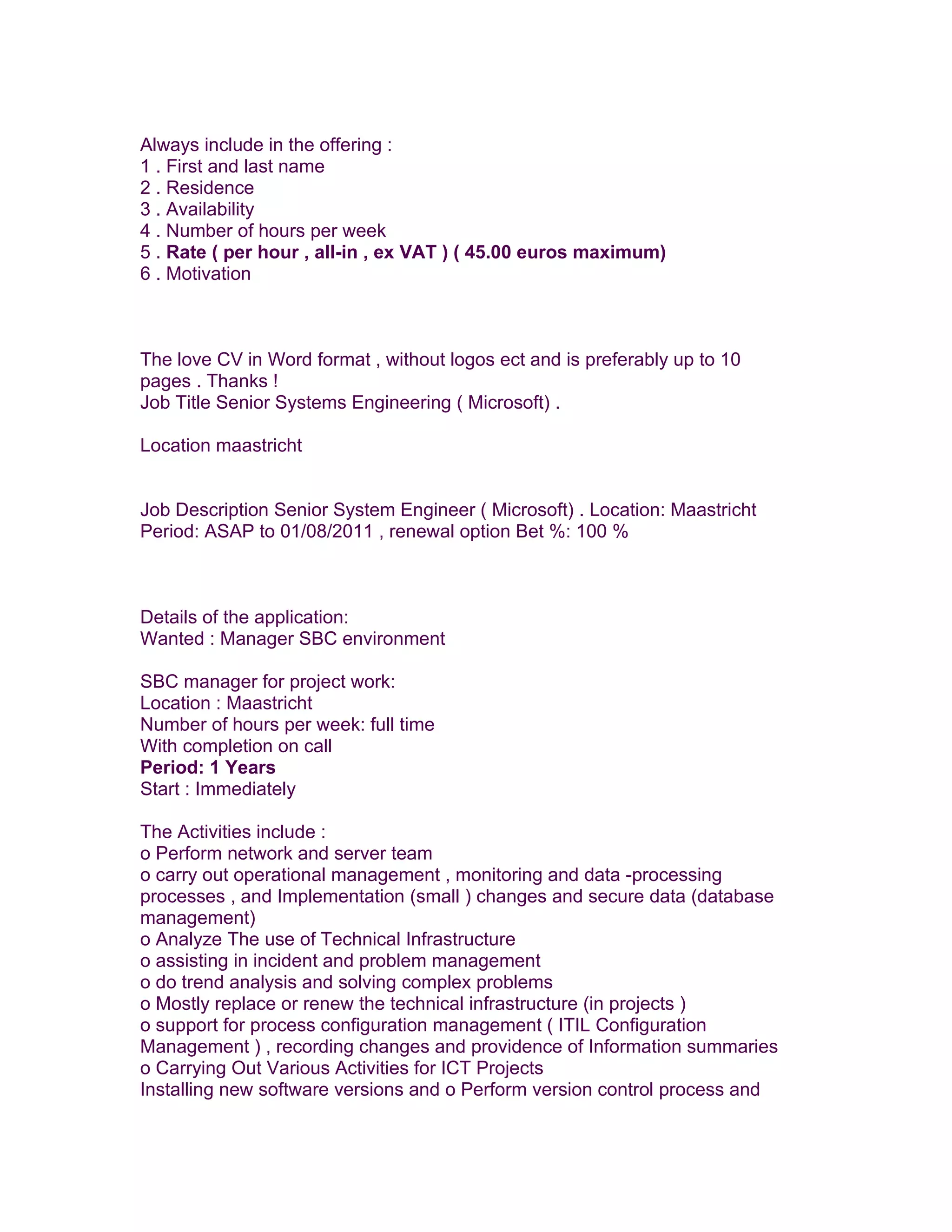 Senior Systems Engineering ( Microsoft) . | DOC