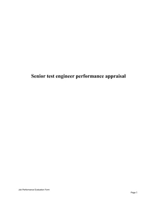 Senior test engineer performance appraisal | DOC