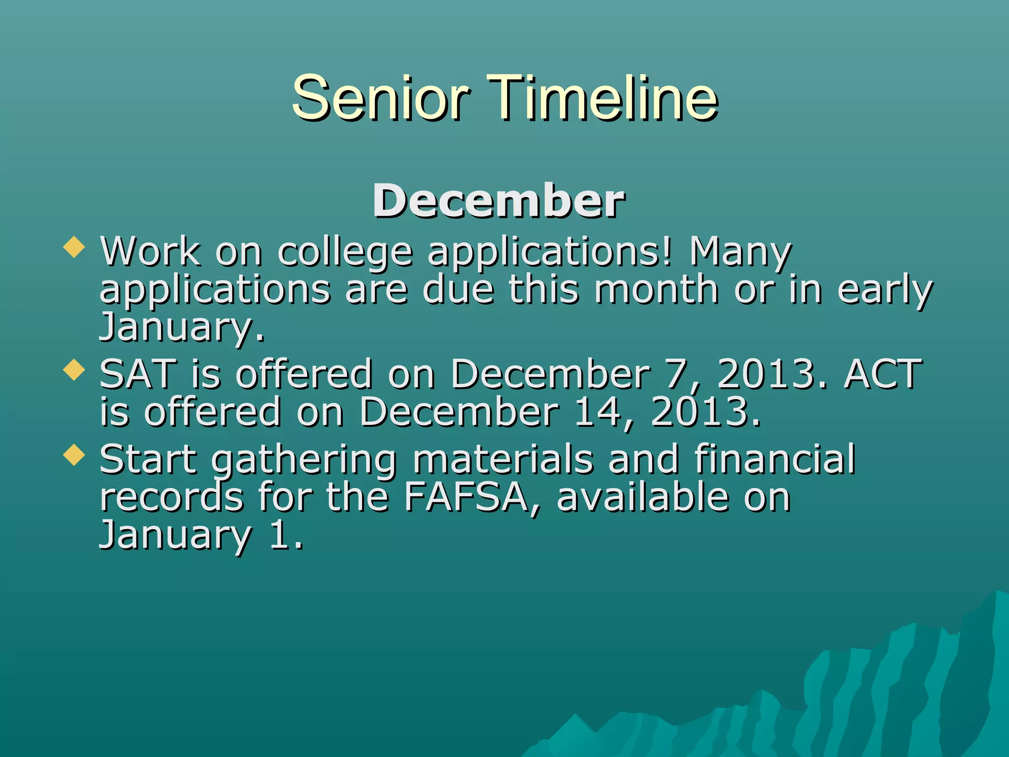 Senior timeline.ppt pam skiles | PPT | Student Financial Aid ...