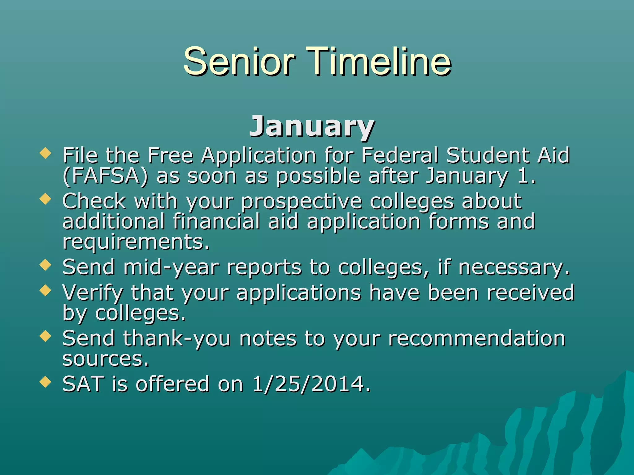 Senior timeline.ppt pam skiles | PPT | Student Financial Aid ...