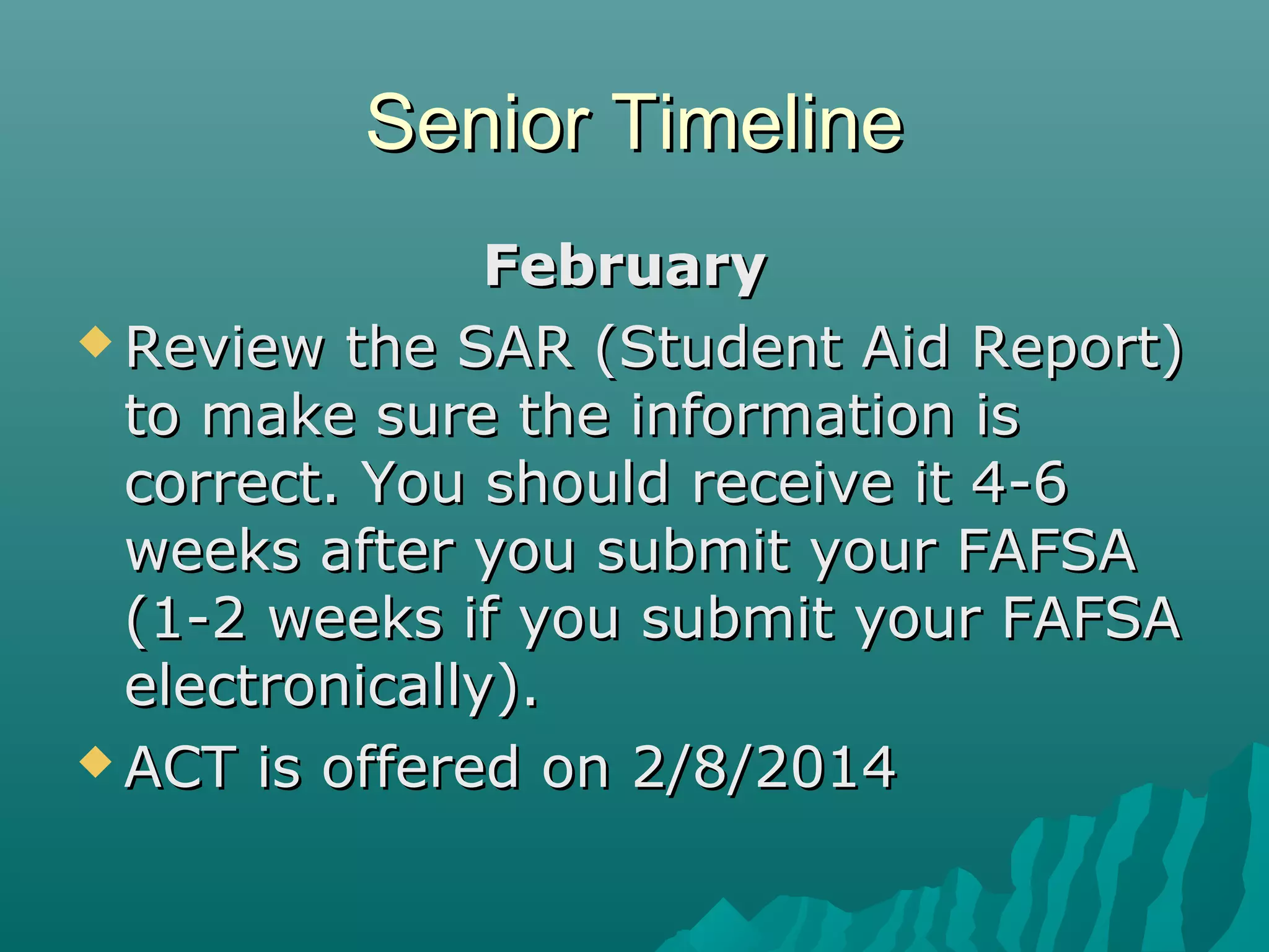 Senior timeline.ppt pam skiles | PPT | Student Financial Aid ...