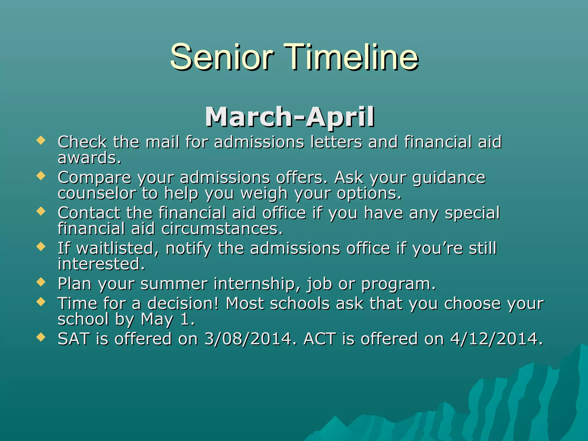 Senior timeline.ppt pam skiles | PPT | Student Financial Aid ...