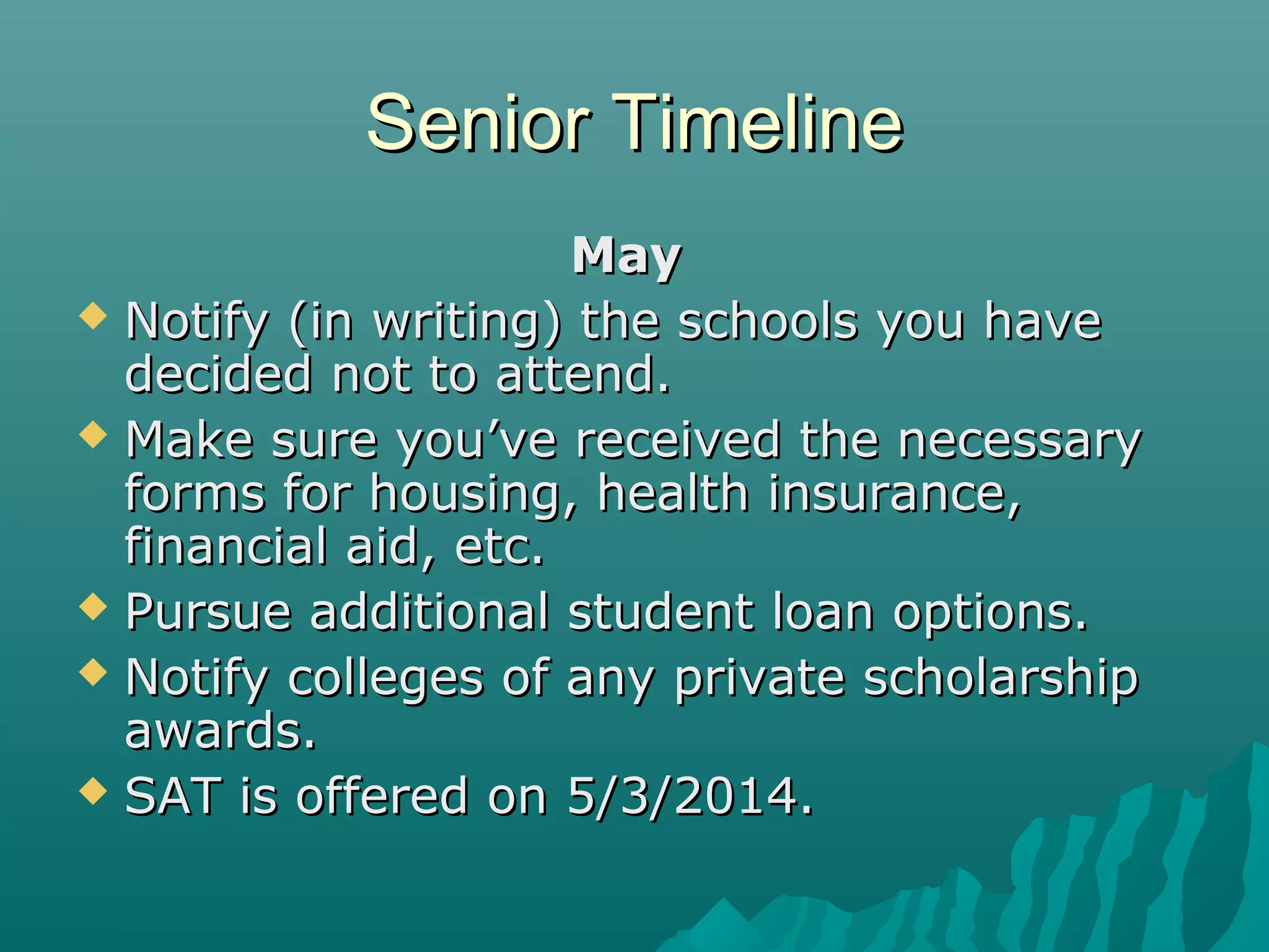 Senior timeline.ppt pam skiles | PPT | Student Financial Aid ...