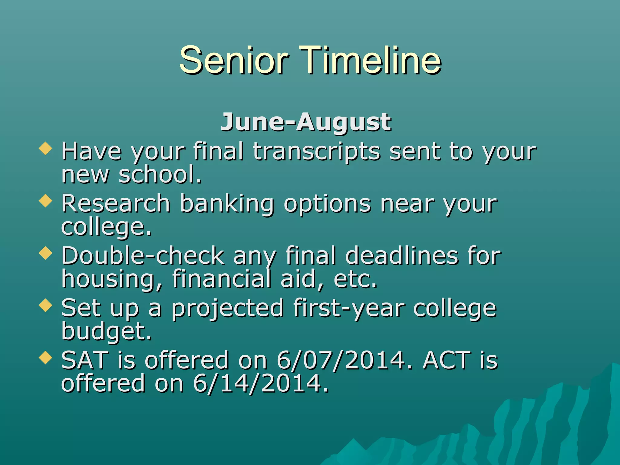 Senior timeline.ppt pam skiles | PPT | Student Financial Aid ...